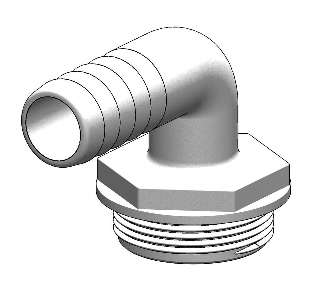 TRUDESIGN 90° ELBOW 25MM TAIL - 1 1/2" MALE BSP WHITE | Camilleri Marine